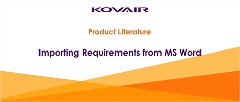 Importing Requirements From Ms Word Technical Documents Kovair