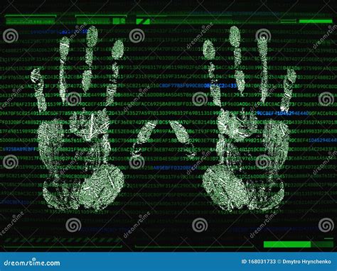 Palm Print Recognition And Access Concept Security Software By Biometric Data Identification