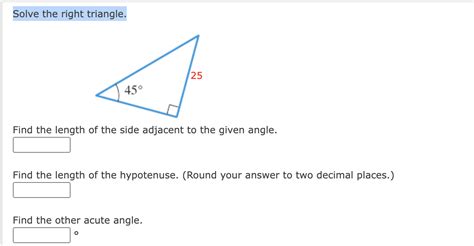 Solved Solve The Right Triangle Find The Length Of The Side Chegg