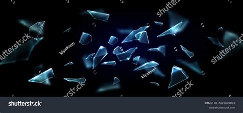 Broken Exploded Glass Surface Flying Bunch Stock Vector Royalty Free