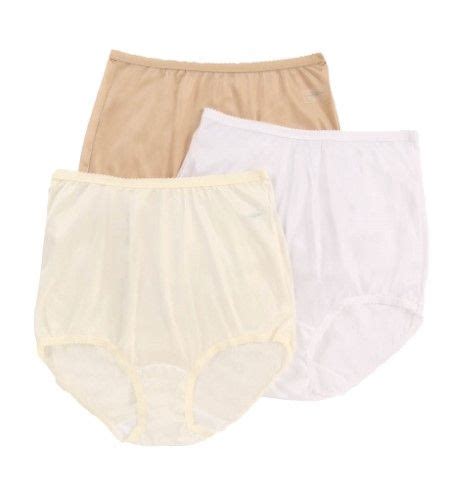 Shadowline 17042pk Nylon Classics Brief Panty 3 Pack Nude Ivory