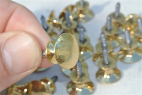 20 Very Tiny Screw Knobs Pulls Handles Antique Solid Heavy Brass Drawer Knob 15 Mm Silk Road