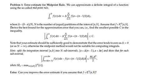 Solved Error Estimate For Midpoint Rule We Can Approximate