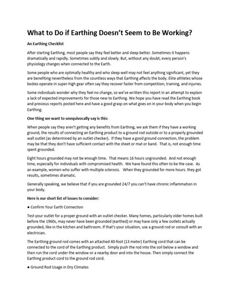 What To Do If Earthing Doesnt Seem To Be Working Pdf