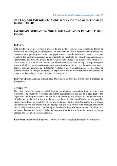 PDF Emergency Simulation Model For Evacuation In Large Public Places