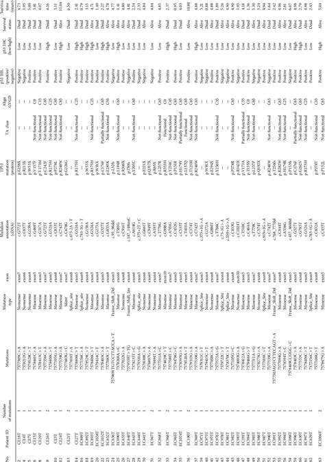 Descriptive Features And Functional Eeects Of Tp53 Mutated In Escc