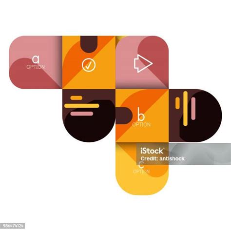 Opsi Infografis Dan Langkah Demi Langkah Dalam Kotak Bulat Elemen Bagan Grafik Diagram Dengan
