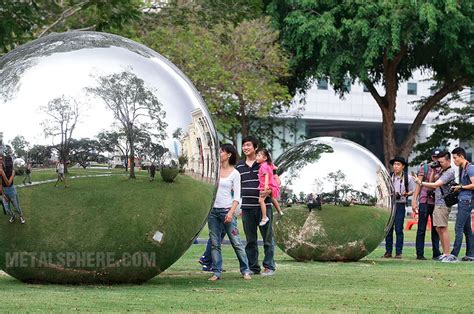 Large Stainless Steel Gazing Globes Installed In Singapore Shiny