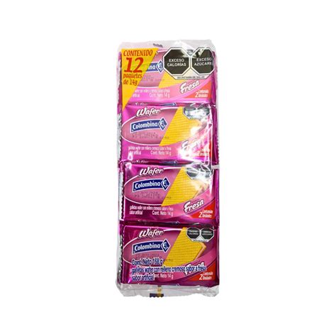 GALLETA WAFER COLOMBINA FRESA 12 PZAS Dulfi Dulcería