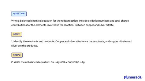 Solved Write A Balanced Chemical Equation For The Redox Reaction