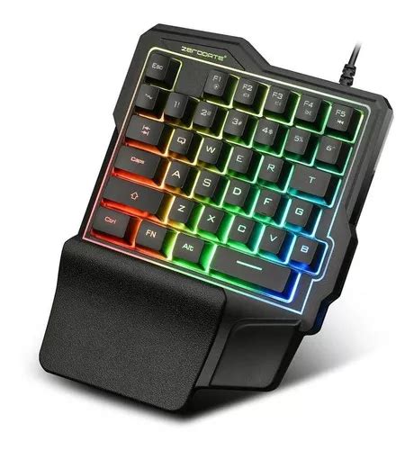 Teclado De Una Mano Gamer Negro Con Luz Rgb MercadoLibre