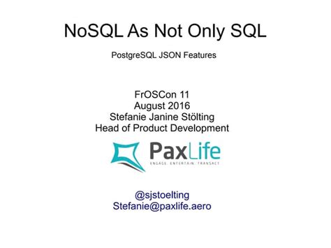 Nosql As Not Only Sql Froscon 11 Ppt