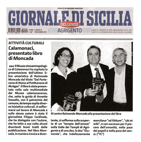 Divina Giumenta Il Giornale Di Sicilia Dà Spazio Al Putthanone Di