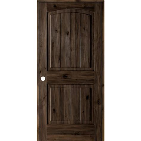emoh 30 in x 80 in knotty alder 2 panel right hand top rail arch v