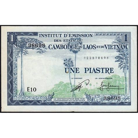 Indochine Française Laos Pick 100 1 Piastre Série F4 1954