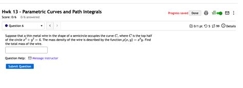 Solved Hwk 13 Parametric Curves And Path Integrals Score