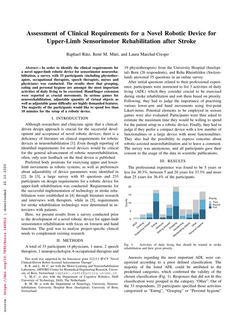 Pdf Assessment Of Clinical Requirements For A Novel Robotic Device
