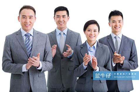 商务人士拍手欢庆 蓝牛仔影像 中国原创广告影像素材