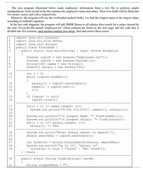 Solved The Java Program Illustrated Below Reads Employees