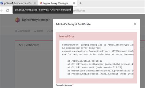 proxmox에서 npm으로 ssl 발급 오류 문제