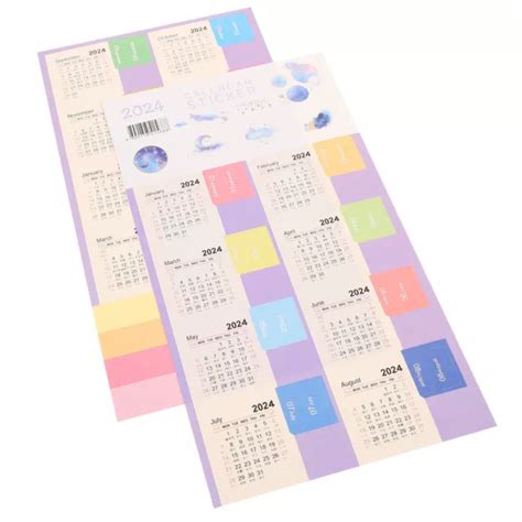 10 Sets 2024 Full Year Calendar Index Label Sticker 4pcs Set £8 89