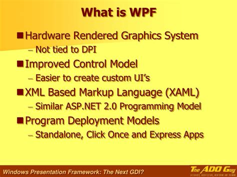 PPT Windows Presentation Foundation The Next GDI PowerPoint Presentation ID