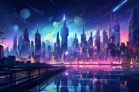 Cyberpunk Night City A Glimpse Into The Future Stock Illustration