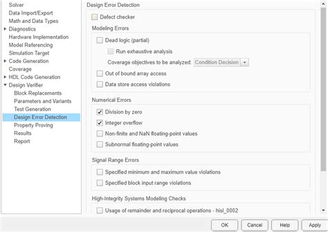 Perform Design Error Detection Analysis Matlab And Simulink