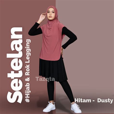 Jual Setelan Sporty Jilbab Rompi Dan Legging Rok Olahraga Wanita Shopee Indonesia