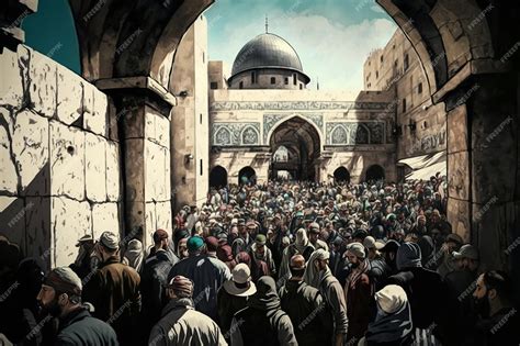 premium photo muslims flocking mosque hagia sophia ai generated art