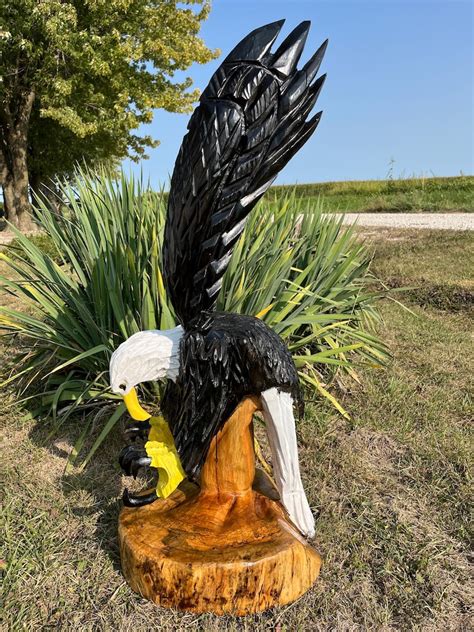 Eagle Chainsaw Carving Wings Up And Talons Out Ready For The Catch Etsy