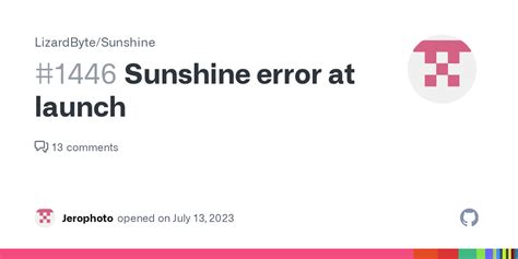 Sunshine Error At Launch · Issue 1446 · Lizardbytesunshine · Github