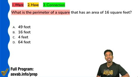 Asvab Arithmetic Reasoning How To Solve For Perimeter Of A Square
