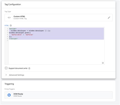 Google Tag Manager Cannot Push A Variable To The Datalayer Through A