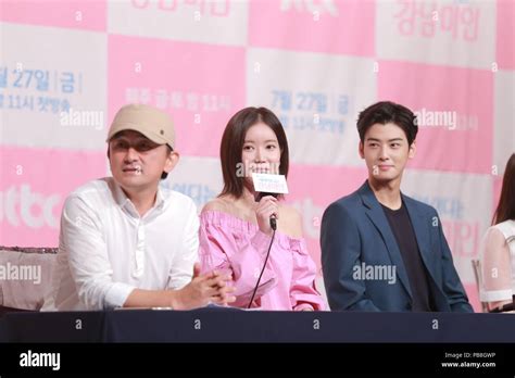 Seoul Korea 26th July 2018 Cha Eun Woo Im Soo Hyang Jo Woo Ri And