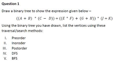 Solved Question Draw A Binary Tree To Show The Expression Chegg Com