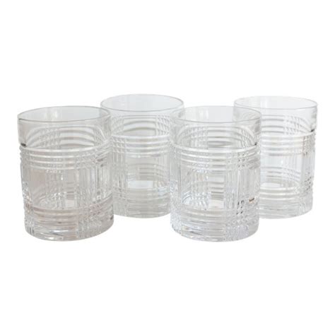 Crystal Double Old Fashioned Glasses Ralph Lauren Glen Plaid
