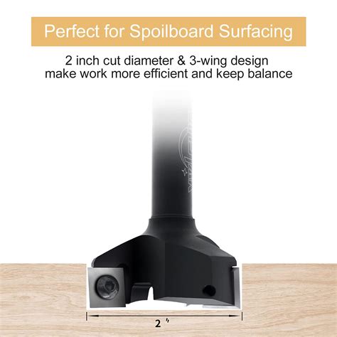 Snapklik CNC Spoilboard Surfacing Router Bit 1 2 Shank 2 Cutting