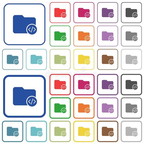 Source Code Directory Outlined Flat Color Icons Stock Vector