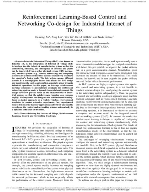 pdf reinforcement learning based control and networking co design for