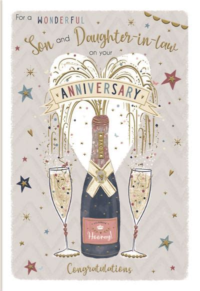 Son And Daughter In Law Anniversary Card Anniversary Champagne Cards