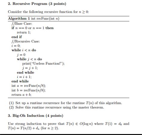 Solved Consider The Following Recursive Function For N O Chegg