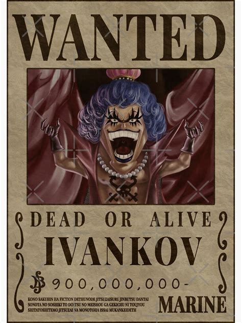 Iva One Piece Bounty Emporio Ivankov Wanted Sticker For Sale By