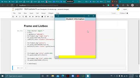 Lecture 5 Gui With Python Frame And Listbox Youtube
