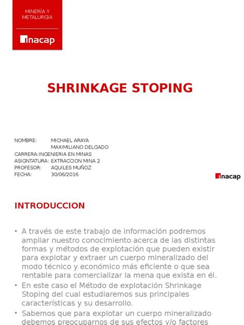 Shrinkage Stoping Pdf Minería Materiales Naturales