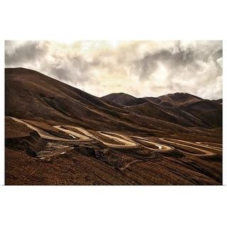 Winding Mountain Road On Stormy Overcast Day Poster Print Multi