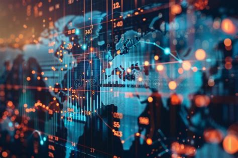 global data visualization with charts and map stock illustration