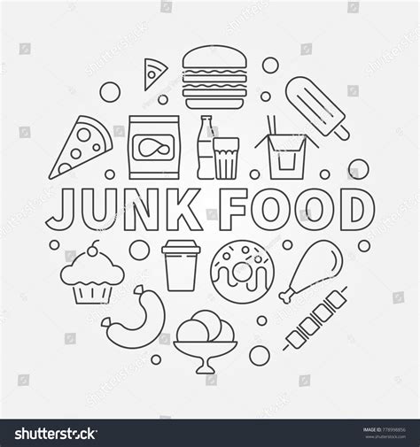 Junk Food Round Illustration Vector Unhealthy Stock Vector Royalty