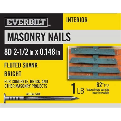 Everbilt 8d 2 1 2 In Fluted Masonry Nails Bright 1 Lb Approximately