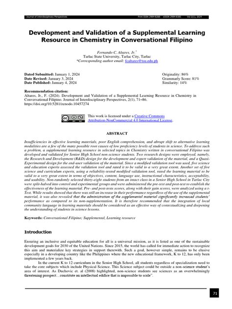 Development And Validation Of A Supplemental Learning Resource In